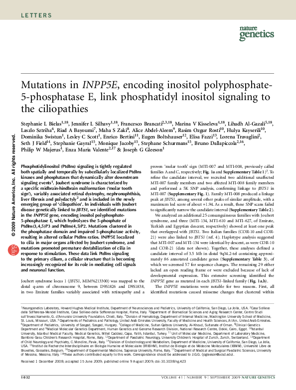(PDF) Mutations in INPP5E, encoding inositol polyphosphate-5 ...