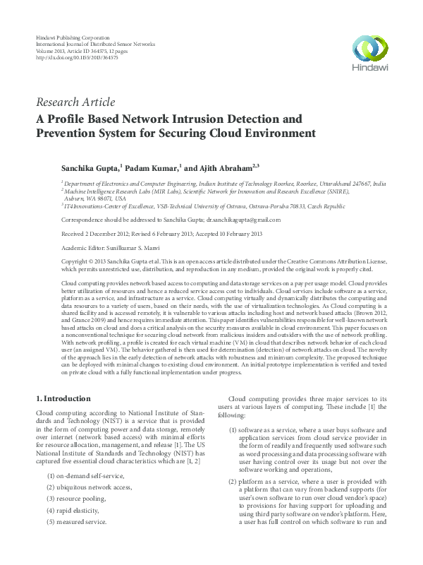 Pdf A Profile Based Network Intrusion Detection And Prevention System For Securing Cloud