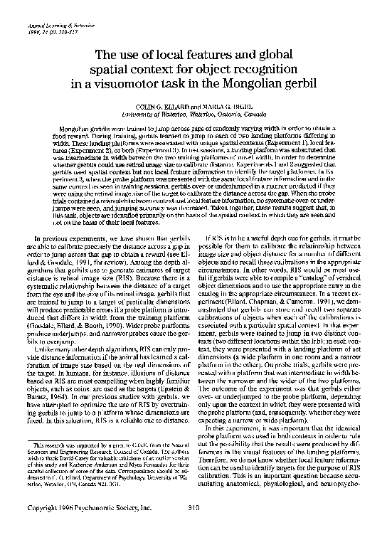 (PDF) The use of local features and global spatial context for object recognition in a ...