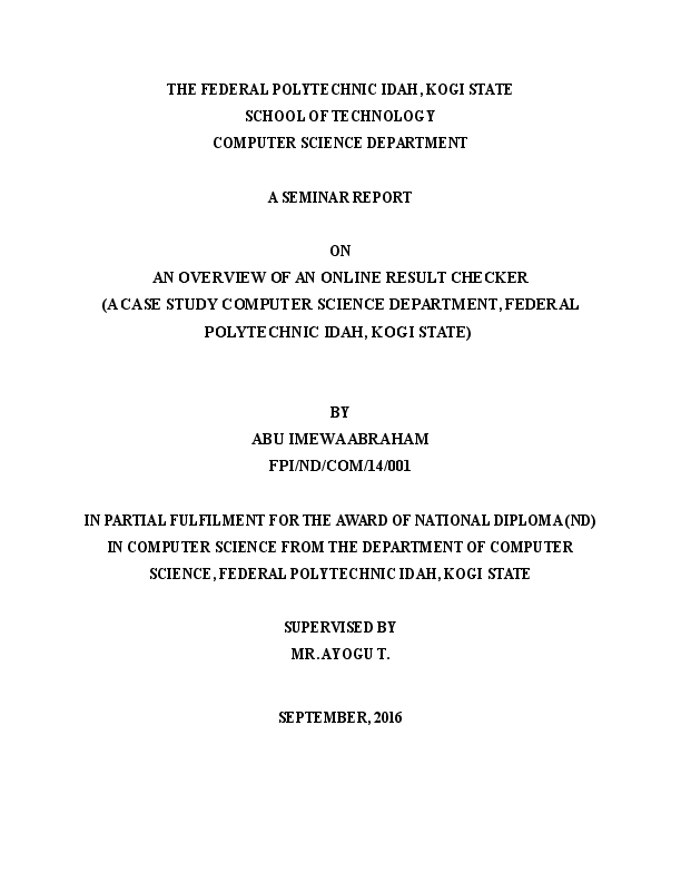 (DOC) "DESIGN AND IMPLEMENTATION OF AN ONLINE RESULT CHECKER