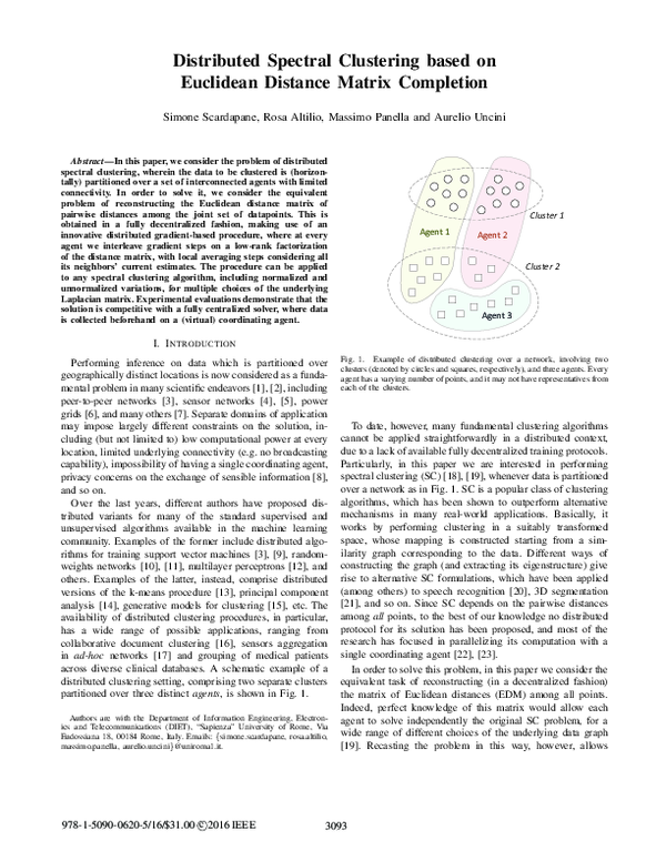Pdf Distributed Spectral Clustering Based On Euclidean Distance