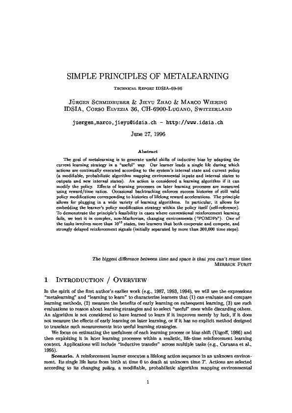 (PDF) Simple principles of metalearning