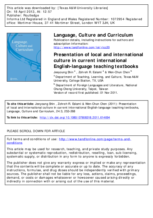 (PDF) Presentation of local and international culture in current ...