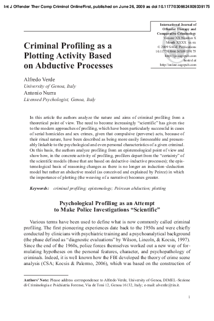 (PDF) Criminal Profiling as a Plotting Activity Based on Abductive Processes