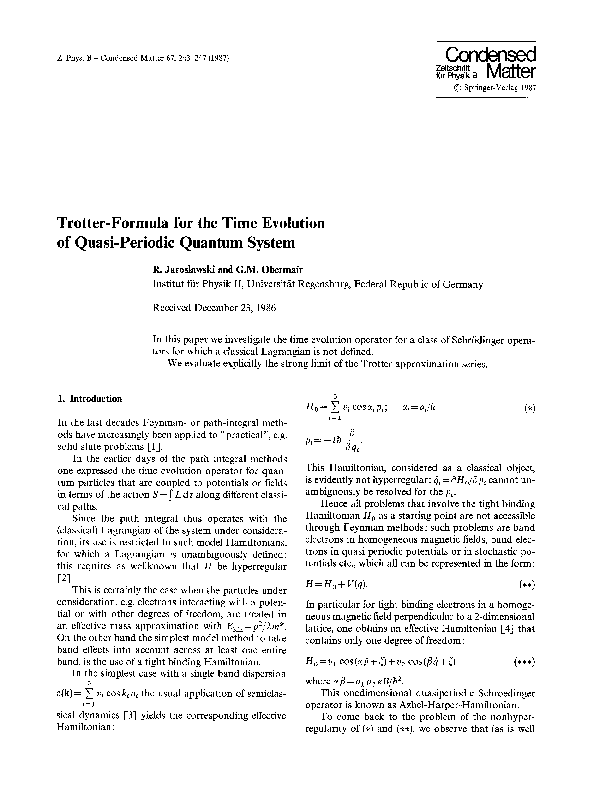 (PDF) Trotter-formula for the time evolution of quasi-periodic quantum ...