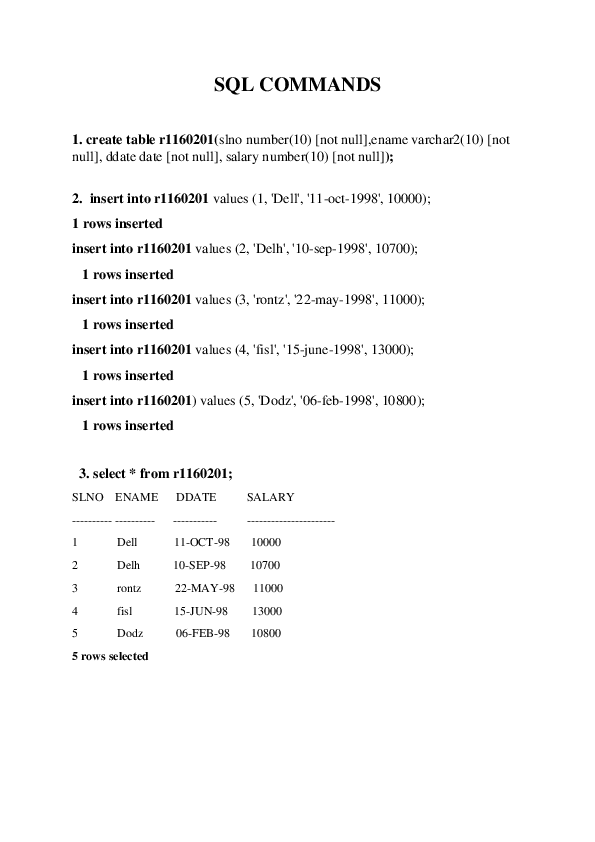 (PDF) SQL COMMANDS
