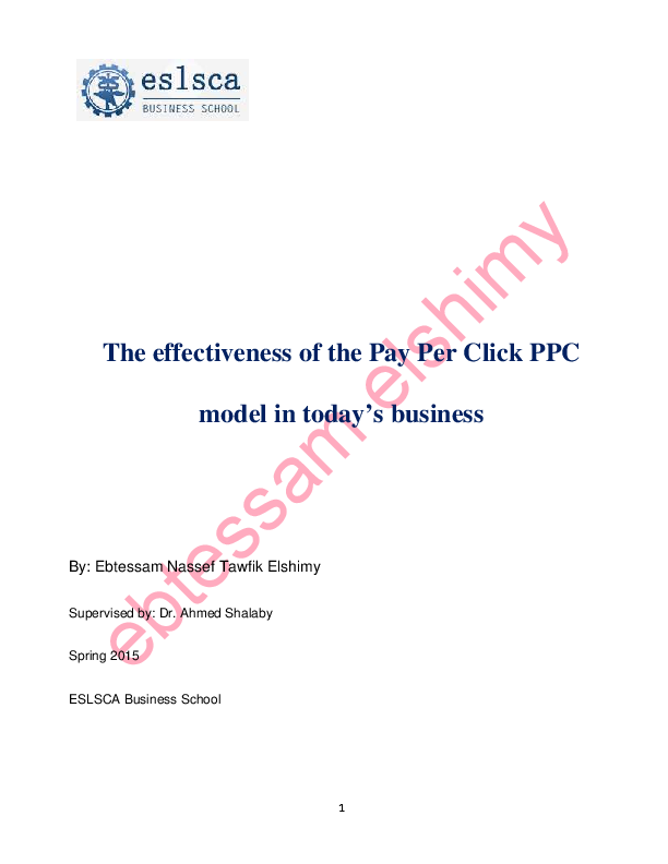 (PDF) The effectiveness of the Pay Per Click PPC model in today's business