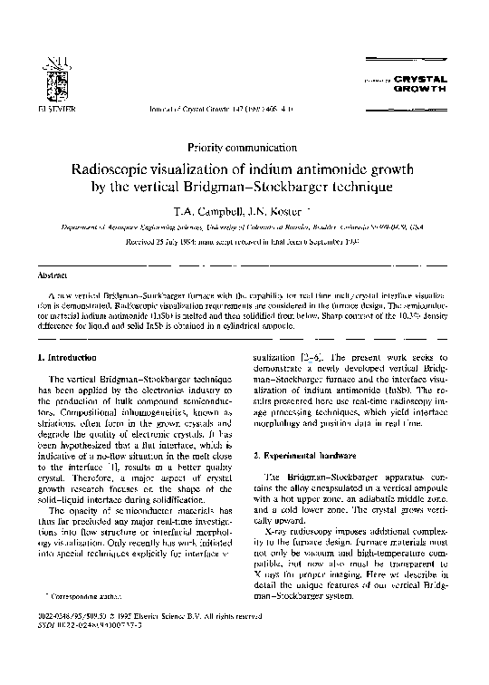 (PDF) Radioscopic visualization of indium antimonide growth by the ...