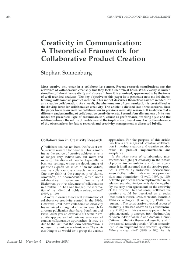 (PDF) Creativity in Communication: A Theoretical Framework for ...