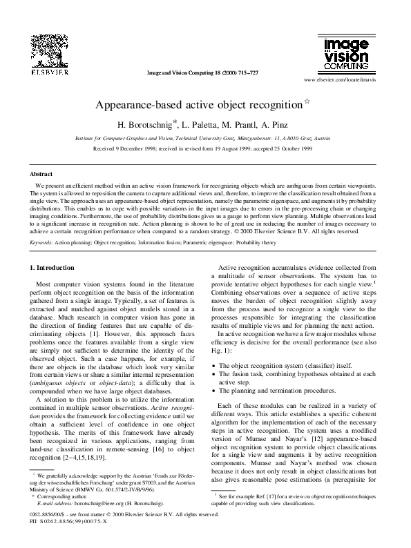 (PDF) Appearance-based active object recognition