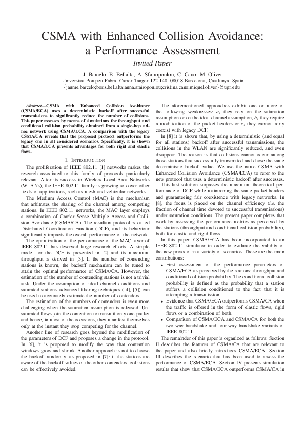 (PDF) CSMA with Enhanced Collision Avoidance: A Performance Assessment