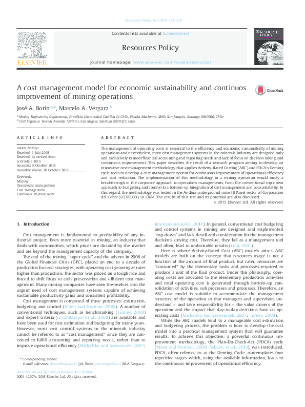 (PDF) A cost management model for economic sustainability and continuos ...