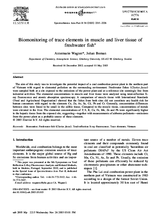 (PDF) Biomonitoring of trace elements in muscle and liver tissue of ...