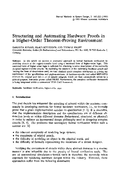 Pdf Structuring And Automating Hardware Proofs In A Higher Order Theorem Proving Environment