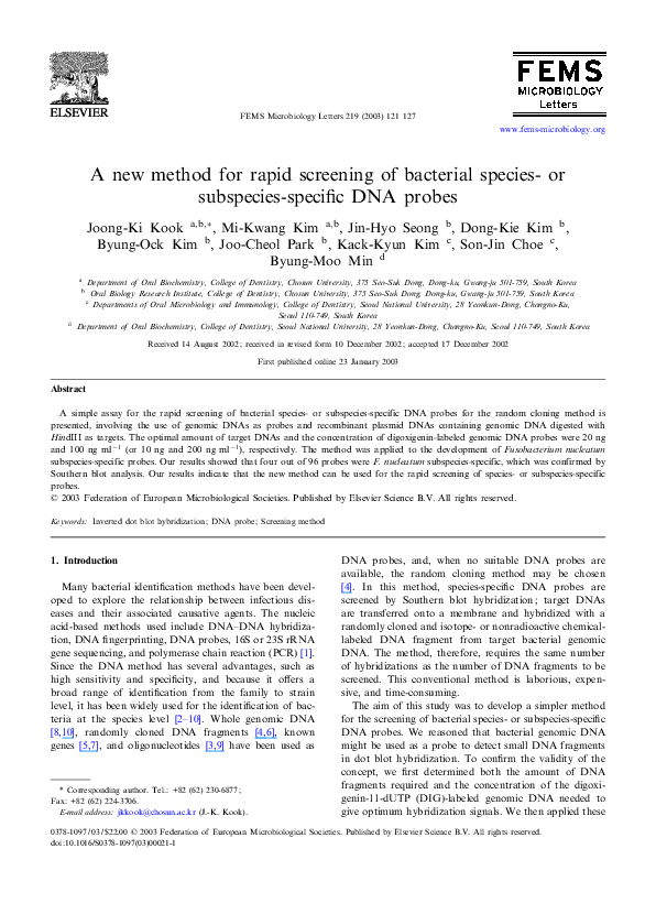 (PDF) A new method for rapid screening of bacterial species- or ...
