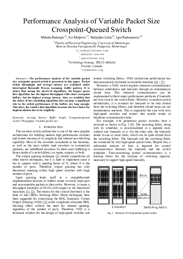 Pdf Performance Analysis Of Variable Packet Size Crosspoint Queued Switch 