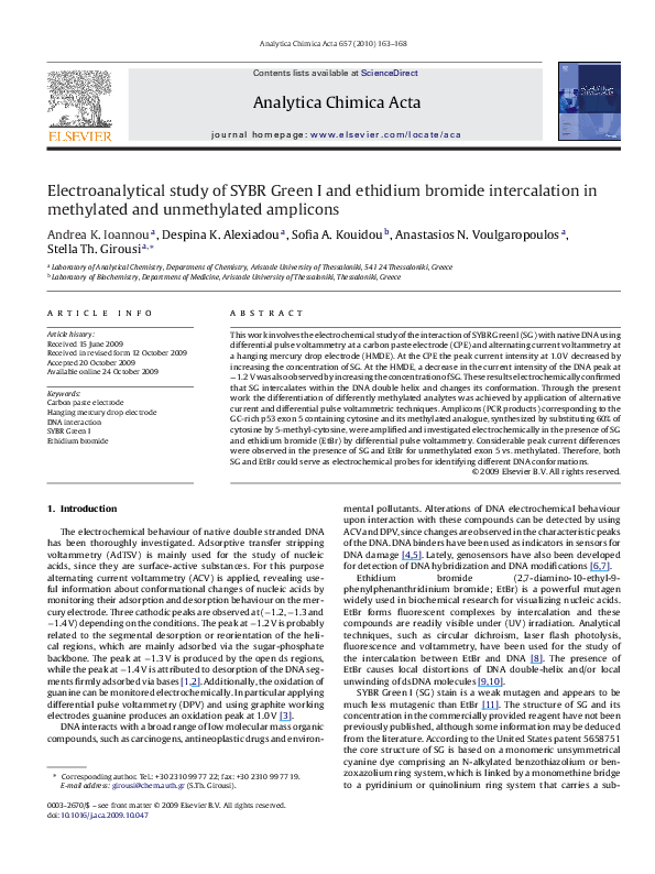 (PDF) Electroanalytical study of SYBR Green I and ethidium bromide ...