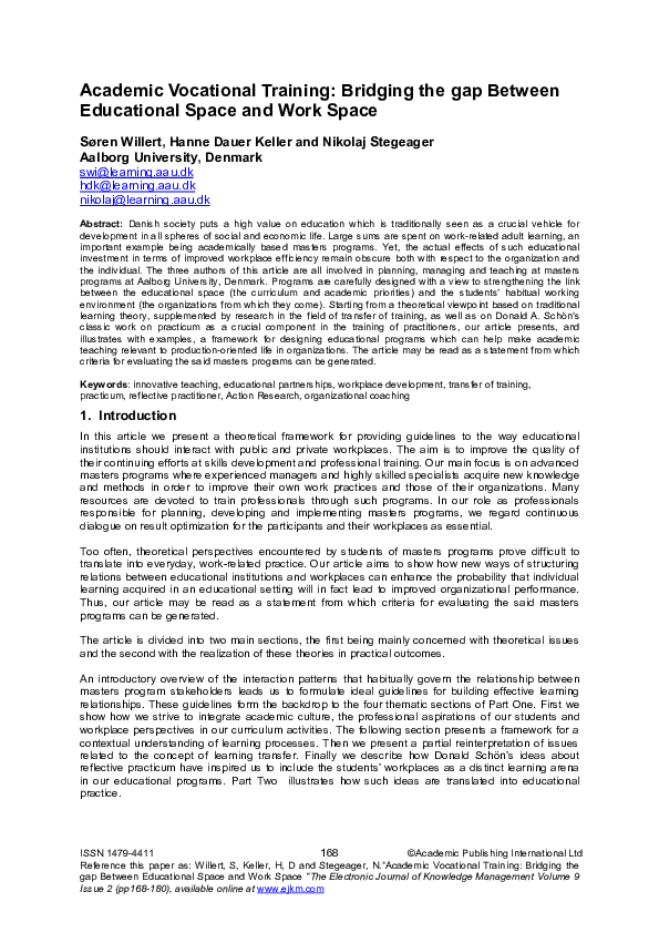 (PDF) Academic Vocational Training: Bridging the gap Between ...