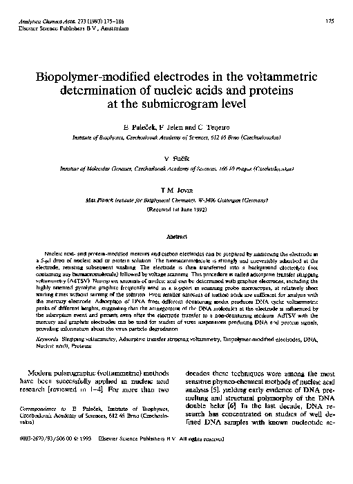 (PDF) Biopolymer-modified electrodes in the voltammetric determination of nucleic acids and ...