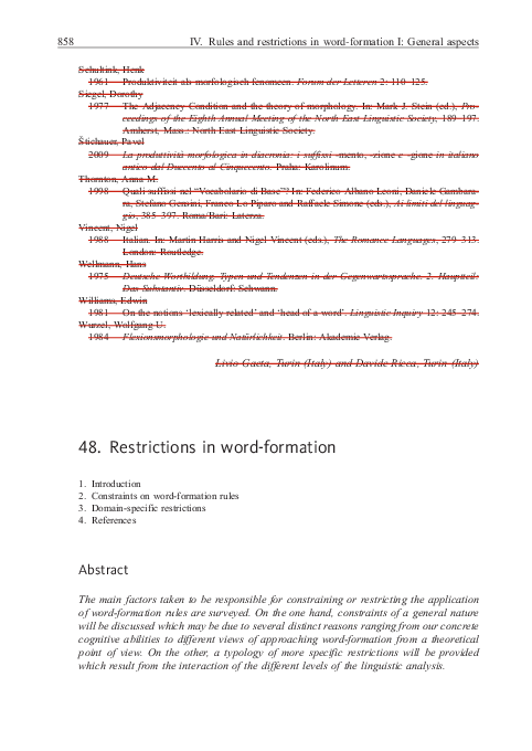 (PDF) Restrictions in word-formation