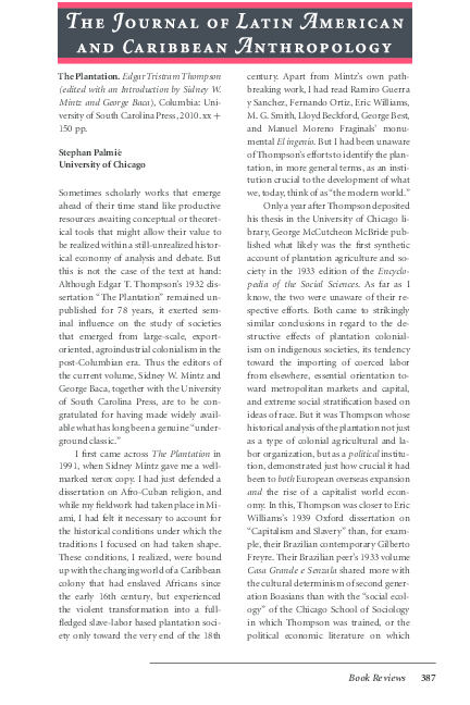 (PDF) The Plantation. Edgar Tristram Thompson (edited with an ...