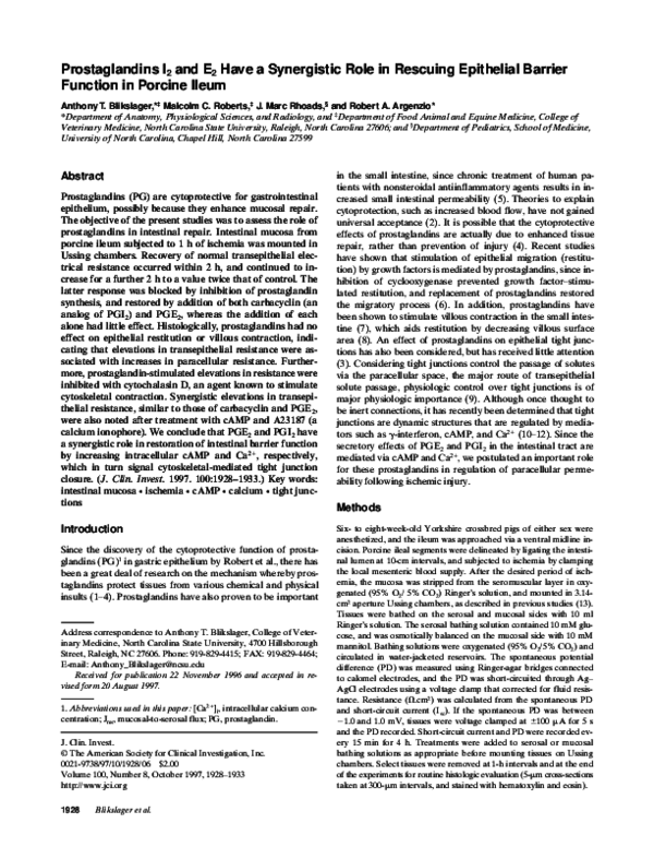 (PDF) Prostaglandins I2 and E2 have a synergistic role in rescuing ...