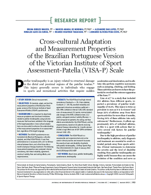 (PDF) Cross-cultural adaptation and measurement properties of the ...