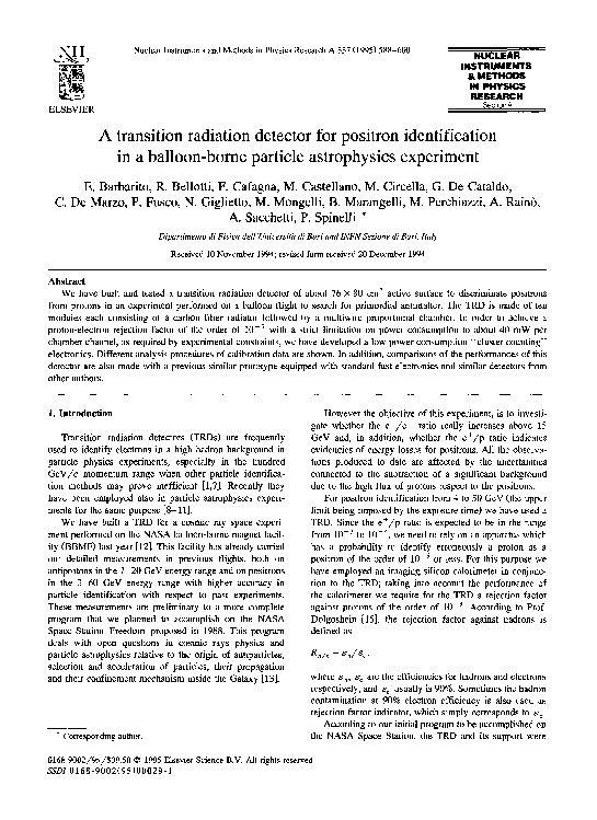 (PDF) A transition radiation detector for positron identification in a balloon-borne particle ...