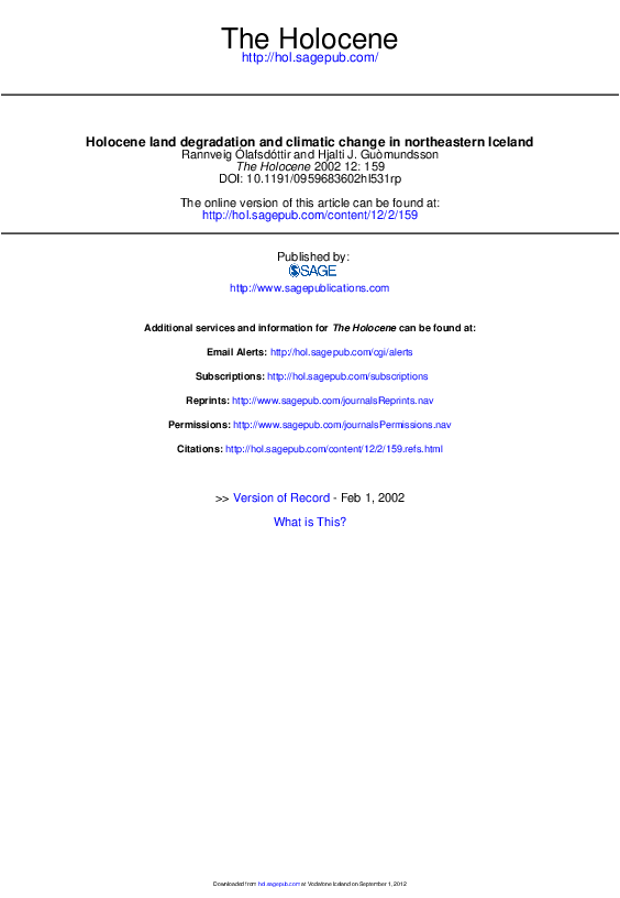 (PDF) Holocene land degradation and climatic change in northeastern Iceland