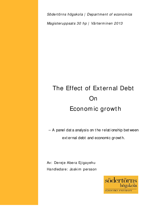(PDF) The Effect of External Debt On Economic growth – A panel data ...