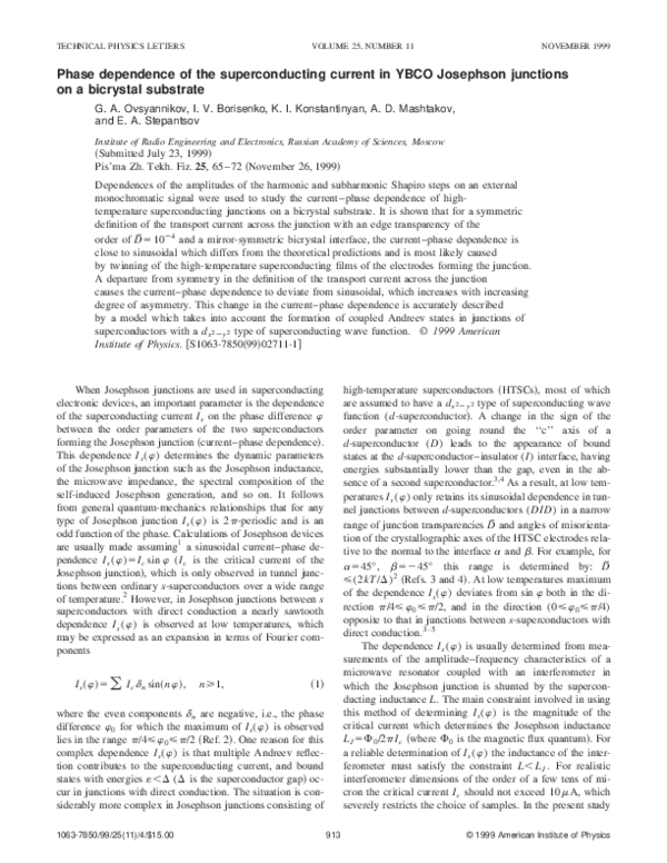 (PDF) Phase dependence of the superconducting current in YBCO Josephson ...