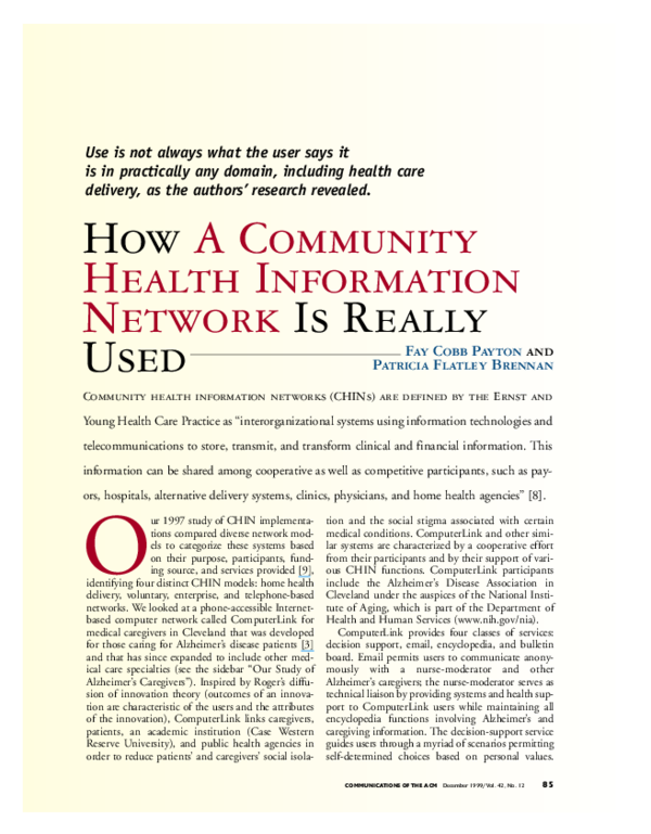 (PDF) How a community health information network is really used
