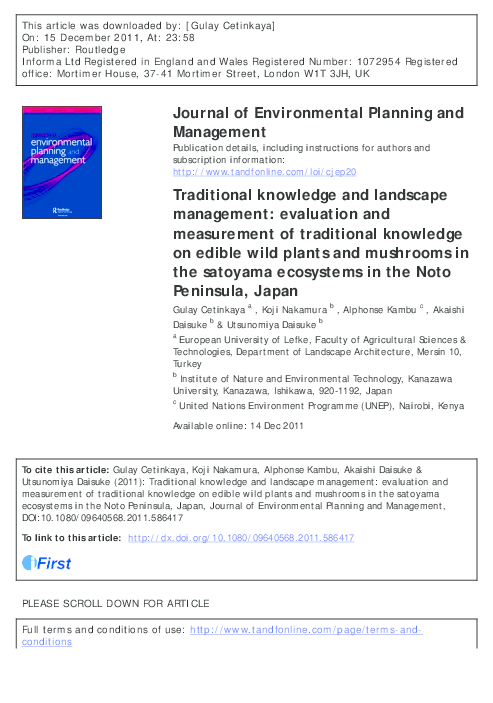 (PDF) Traditional knowledge and landscape management: evaluation and ...