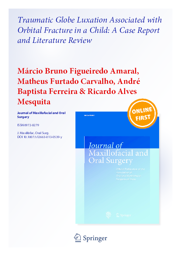 (PDF) Traumatic Globe Luxation Associated with Orbital Fracture in a ...