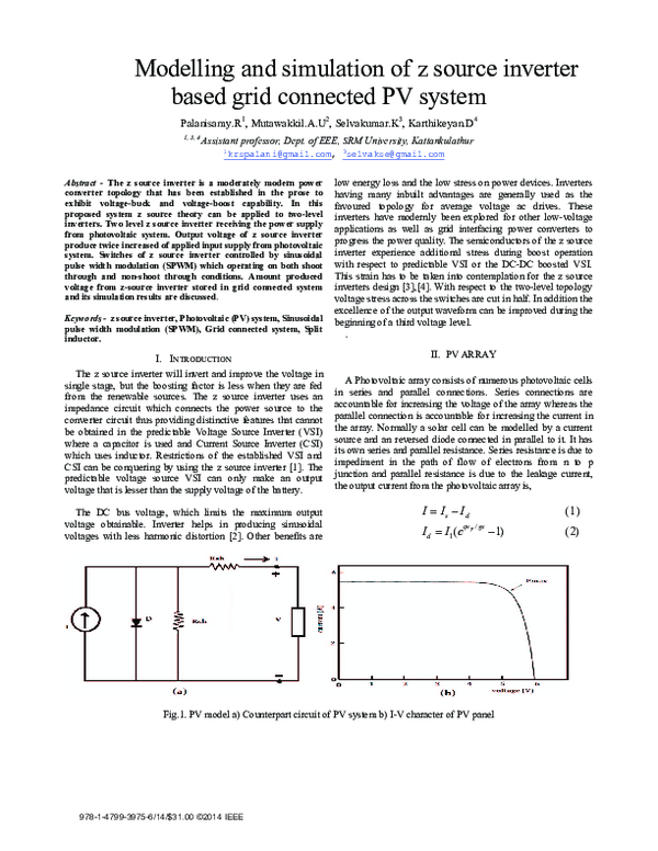 Pdf Modelling And Simulation Of Z Source Inverter Based Grid
