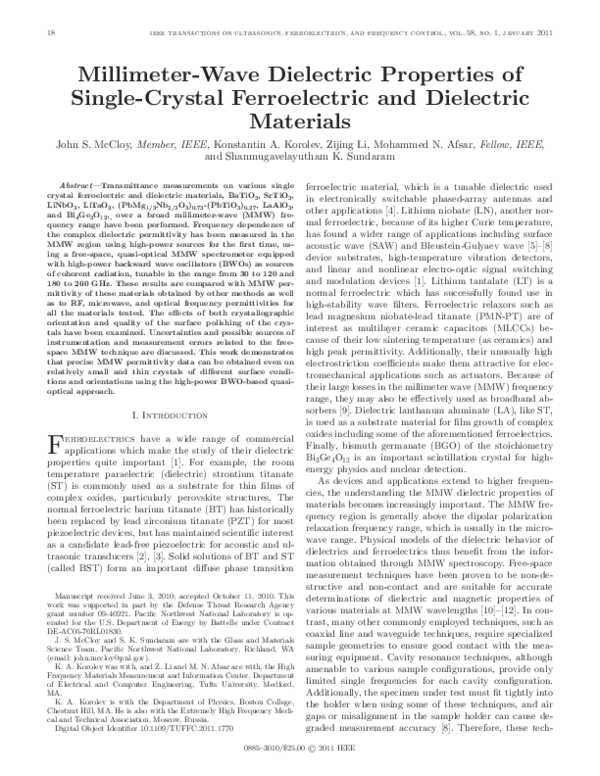 (PDF) Millimeter-wave dielectric properties of single-crystal ... (PDF) Millimeter-wave dielectric properties of single-crystal ...