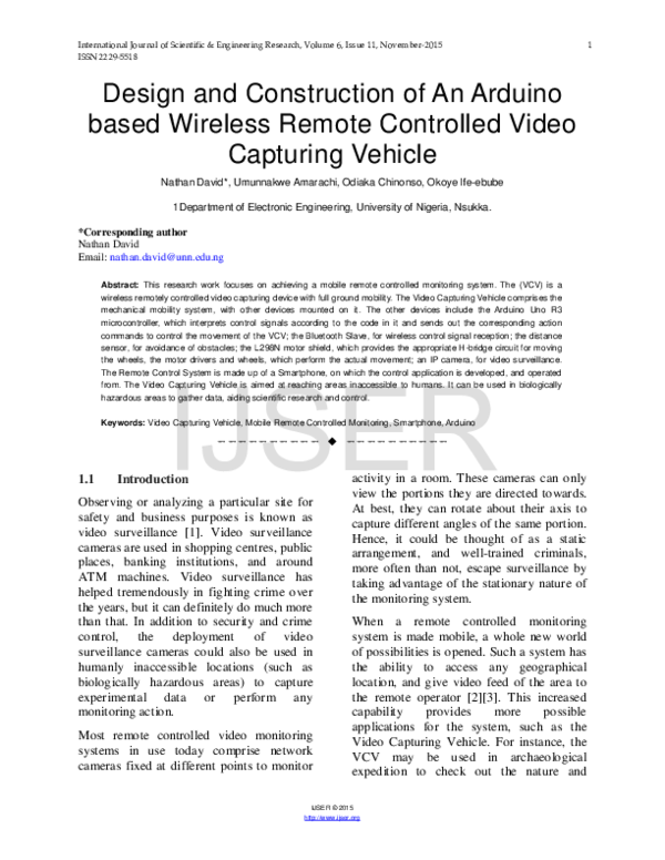 Pdf Design And Construction Of An Arduino Based Wireless Remote