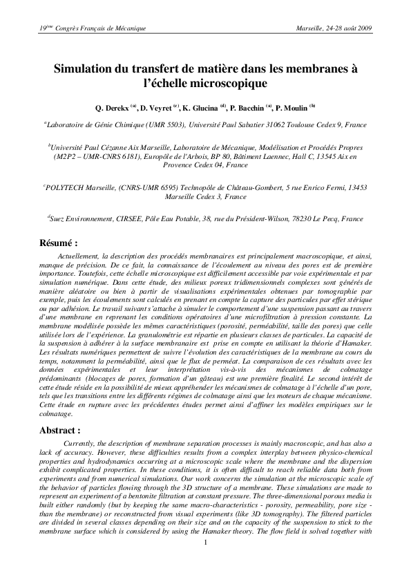 (PDF) Simulation du transport de particules dans la structure poreuse d ...
