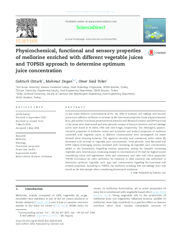 (PDF) Physicochemical, functional and sensory properties of mellorine enriched with different ...