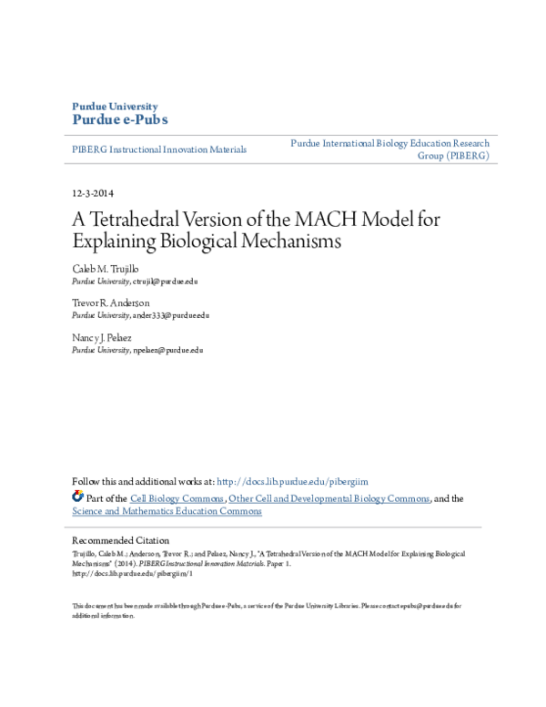(PDF) A Tetrahedral Version of the MACH Model for Explaining Biological ...