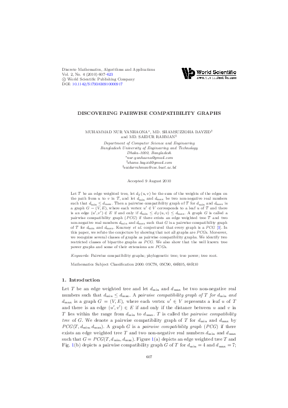 (PDF) Discovering Pairwise Compatibility Graphs