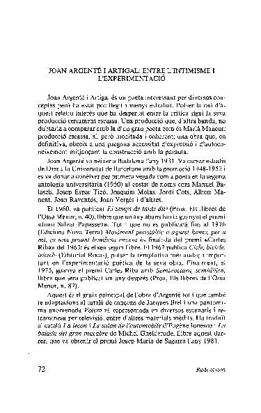 (PDF) Joan Argenté i Artigal : entre l'intimisme i l'experimentació ...