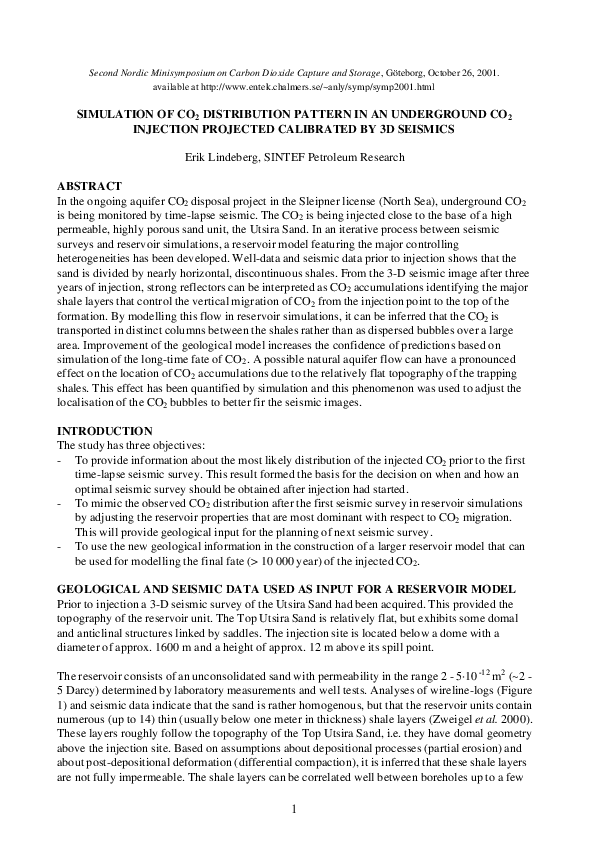 (PDF) Simulation of CO2 Distribution Pattern in an Underground CO2 ...