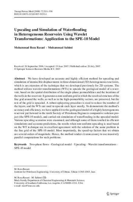 (PDF) Upscaling and Simulation of Waterflooding in Heterogeneous ...