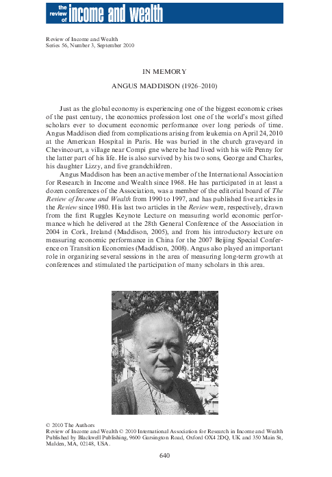 (PDF) ANGUS MADDISON (1926-2010