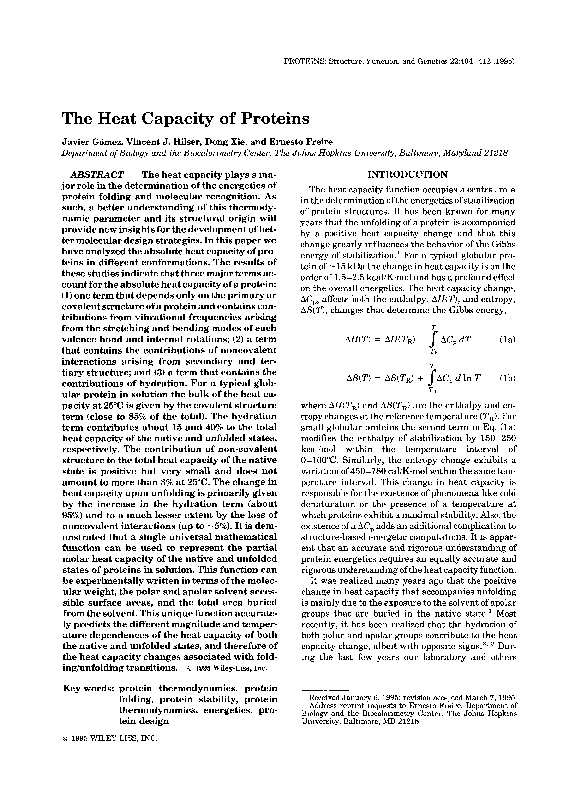 (PDF) The heat capacity of proteins