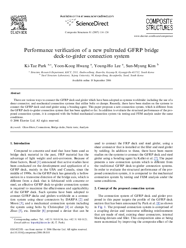(PDF) Performance verification of a new pultruded GFRP bridge deck-to ...