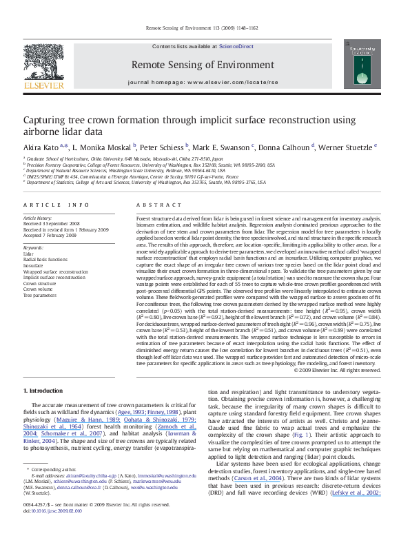 Pdf Capturing Tree Crown Formation Through Implicit Surface Reconstruction Using Airborne