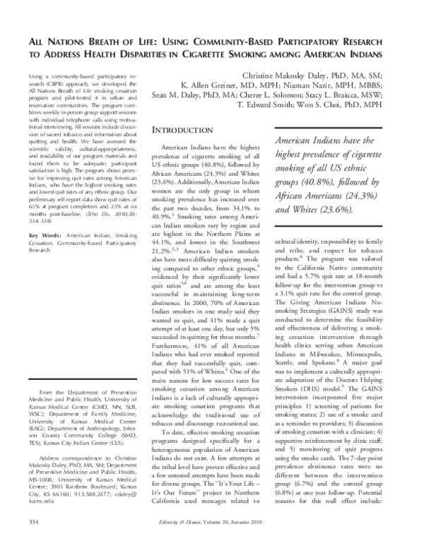 (PDF) All Nations Breath of Life: using community-based participatory ...