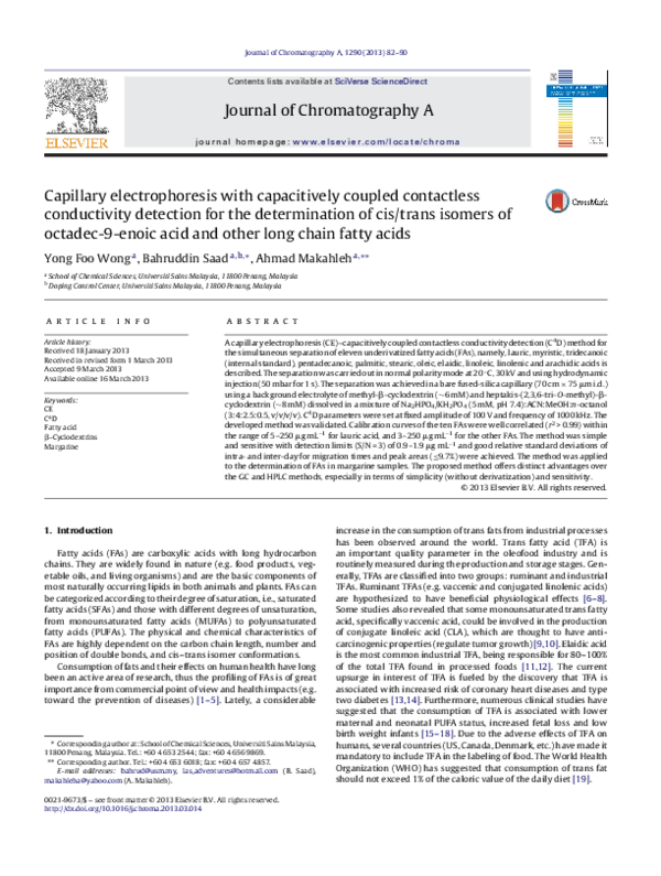 Pdf Capillary Electrophoresis With Capacitively Coupled Contactless Conductivity Detection For